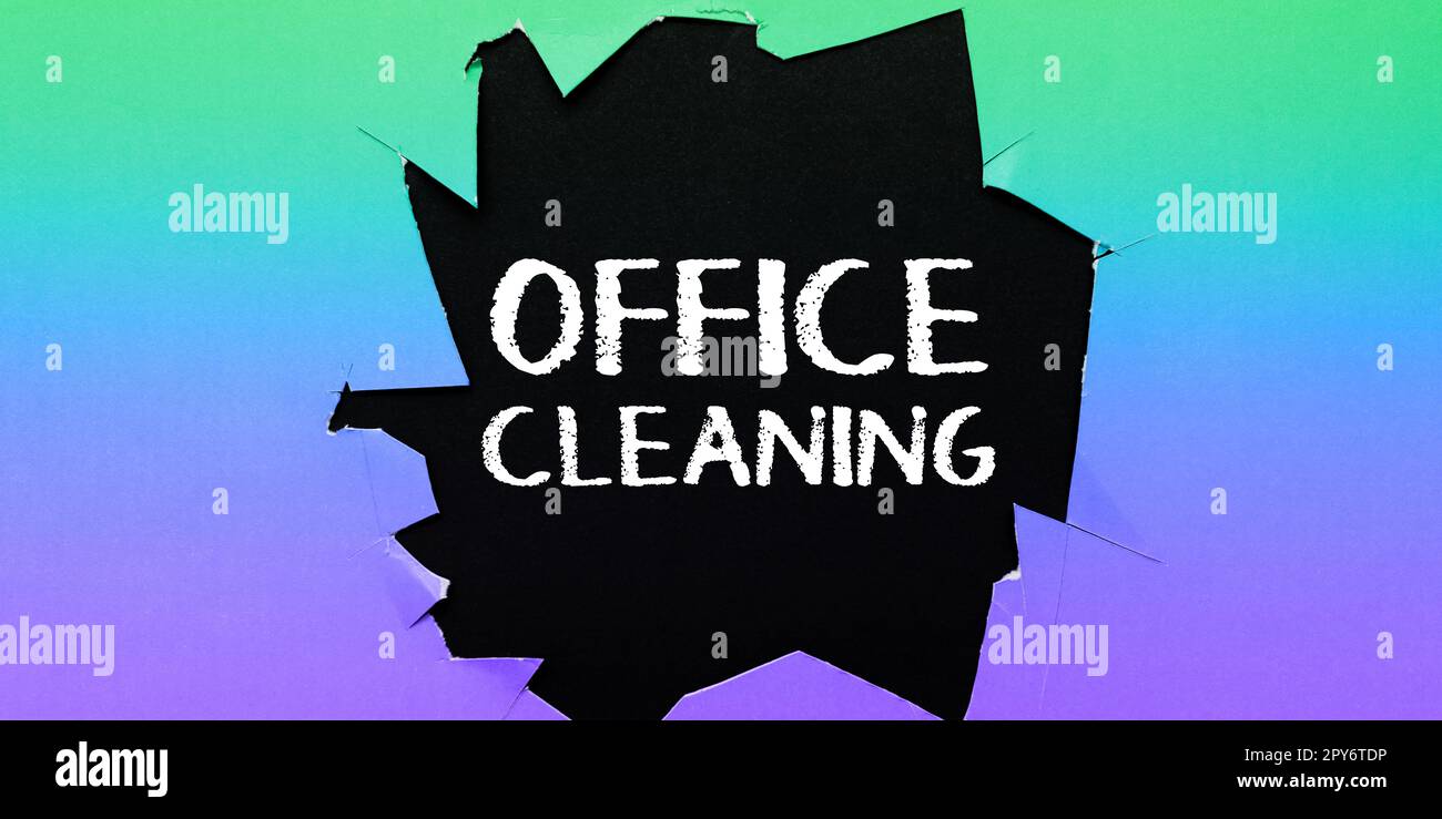 Writing displaying text Office Cleaning. Business overview the action ...