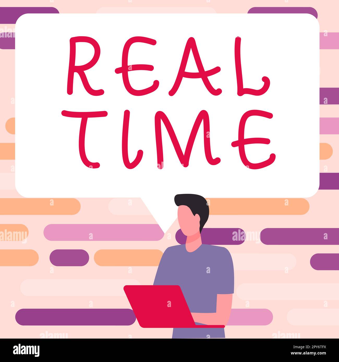 Text caption presenting Real Time. Word Written on the actual time ...