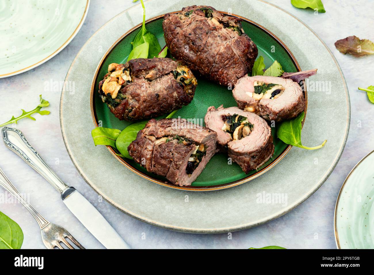 Delicious beef roll filled Stock Photo - Alamy