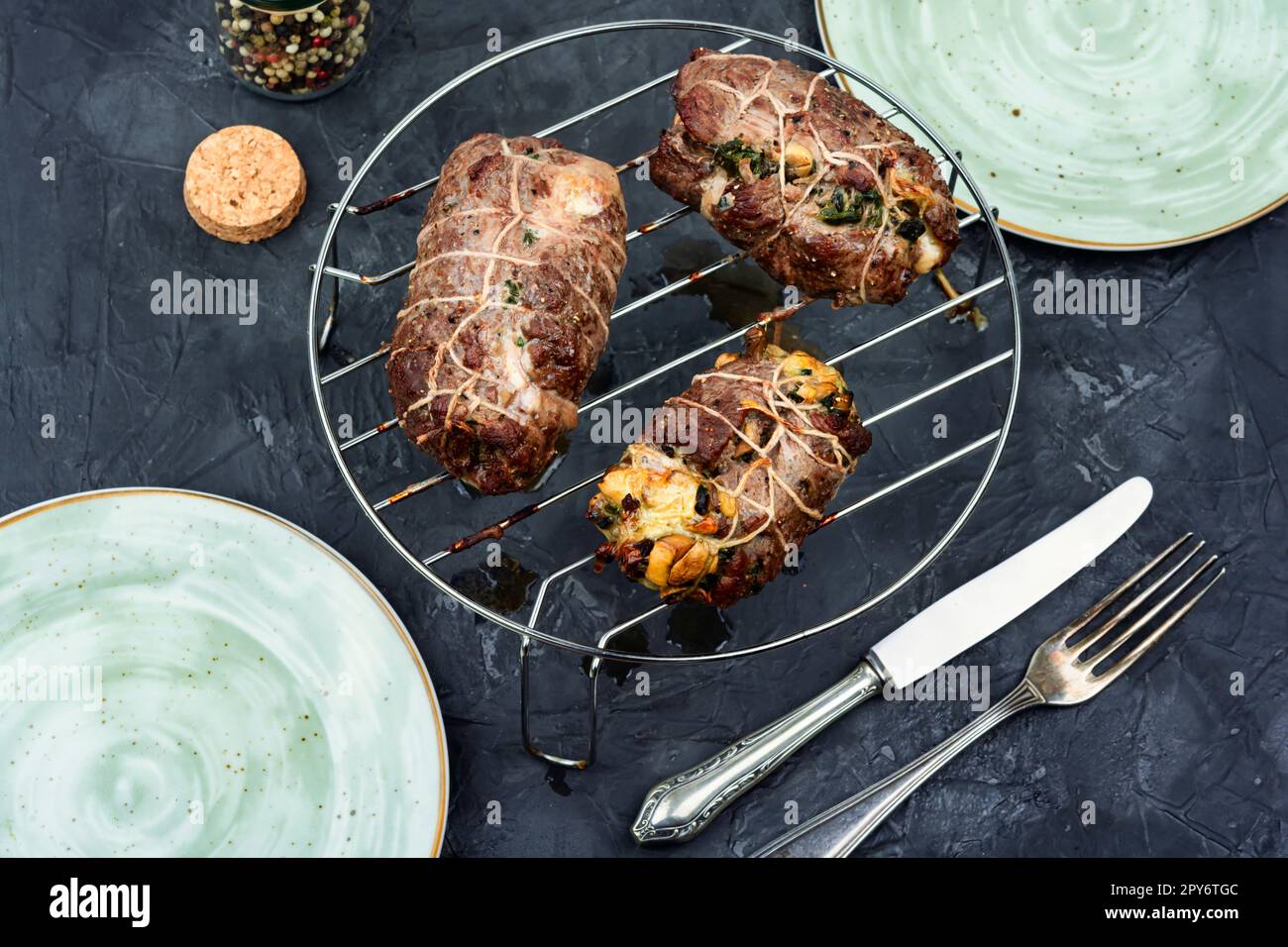 Delicious beef roll filled Stock Photo - Alamy