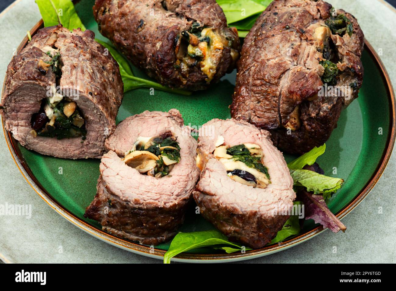 Delicious beef roll filled Stock Photo - Alamy
