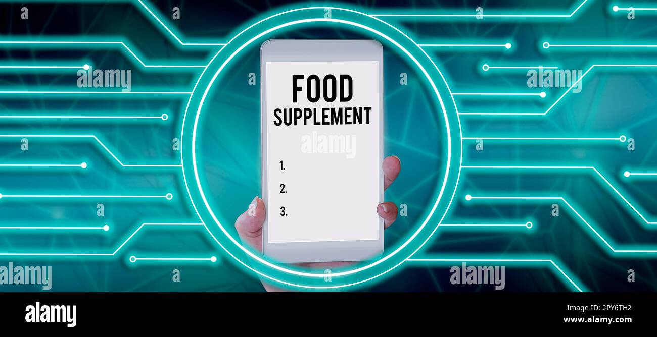 Sign displaying Food Supplement. Conceptual photo Conditions and ...