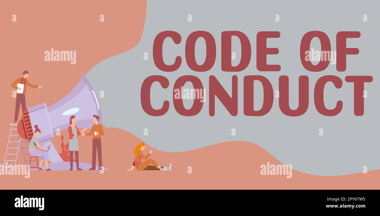 Text caption presenting Code Of Conduct. Business idea Ethics rules ...