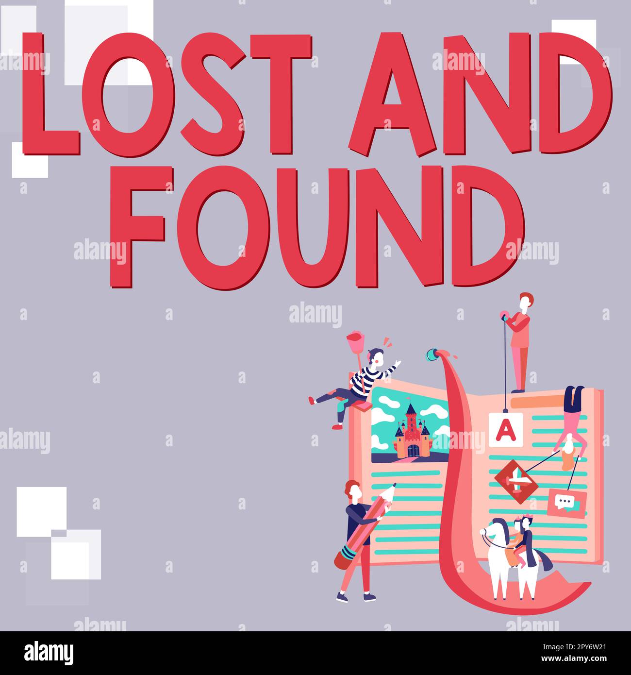 Conceptual display Lost And Found. Business showcase Place where you ...