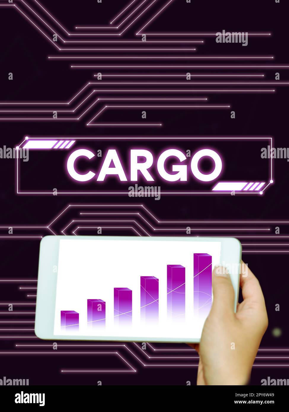 Writing displaying text Cargo. Business overview The goods Merchandise ...