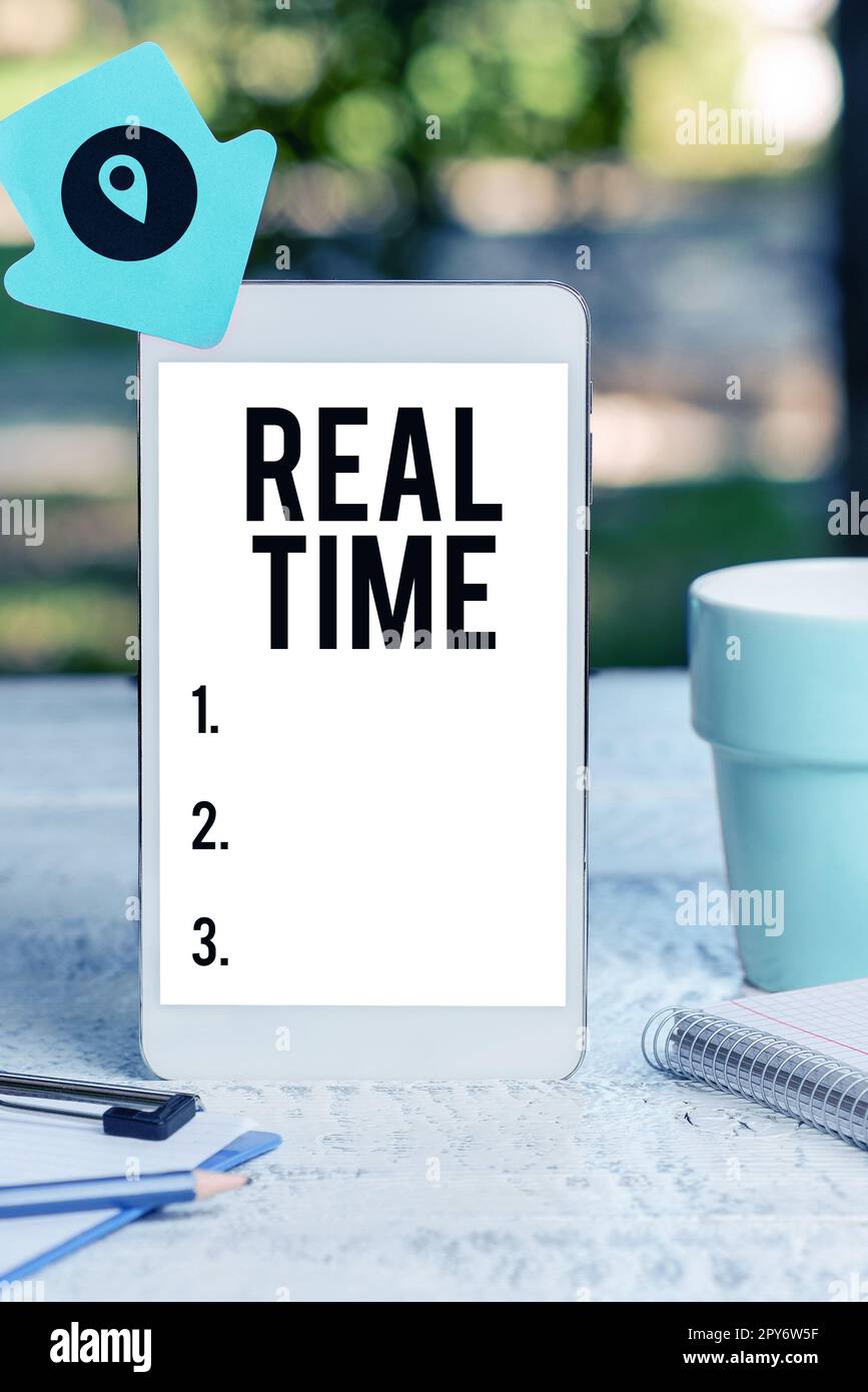 Conceptual display Real Time. Word Written on the actual time during ...