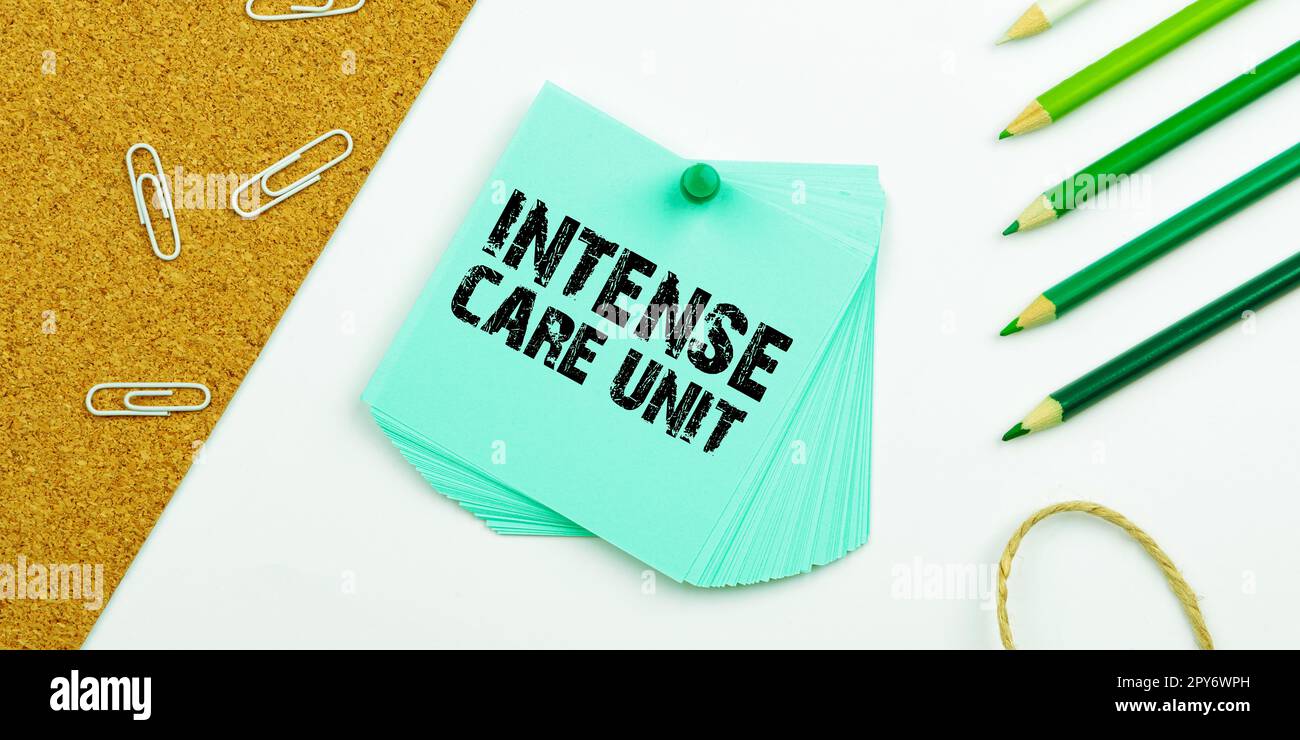 Conceptual caption Intense Care Unit. Word Written on a unit in a ...