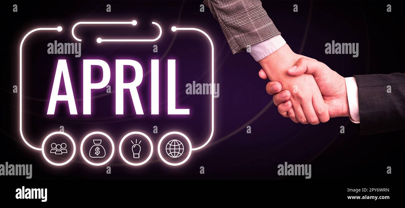 Inspiration showing sign April. Concept meaning Opening buds of the ...