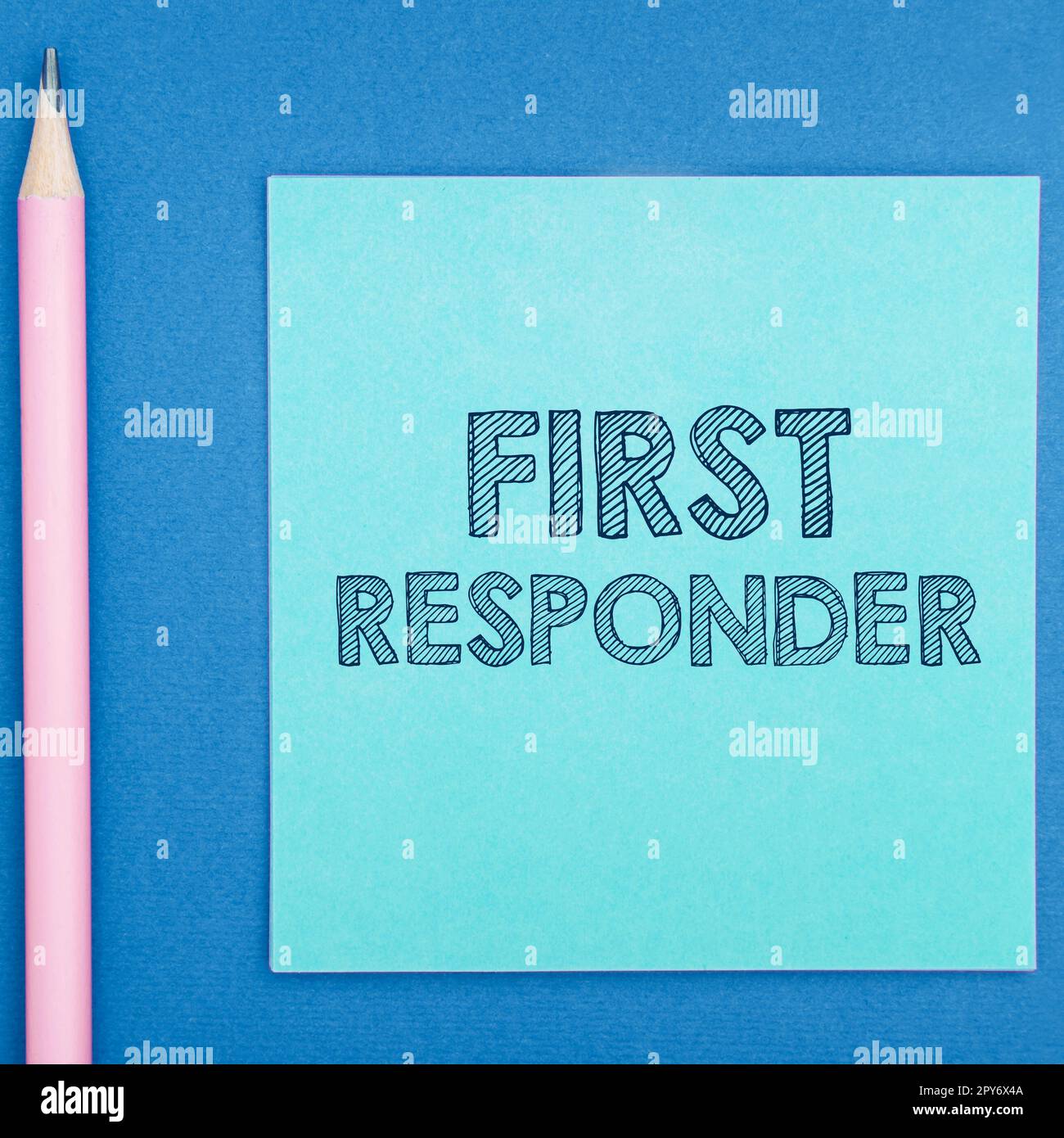 Sign displaying First Responder. Concept meaning a person who is ...