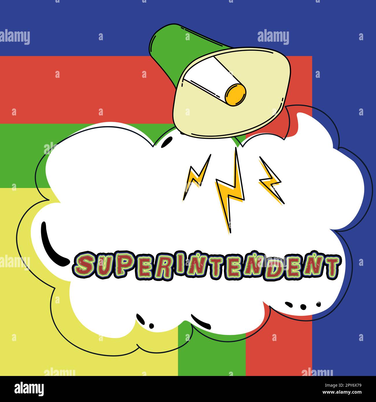Text caption presenting Superintendent. Word for a person who manages ...