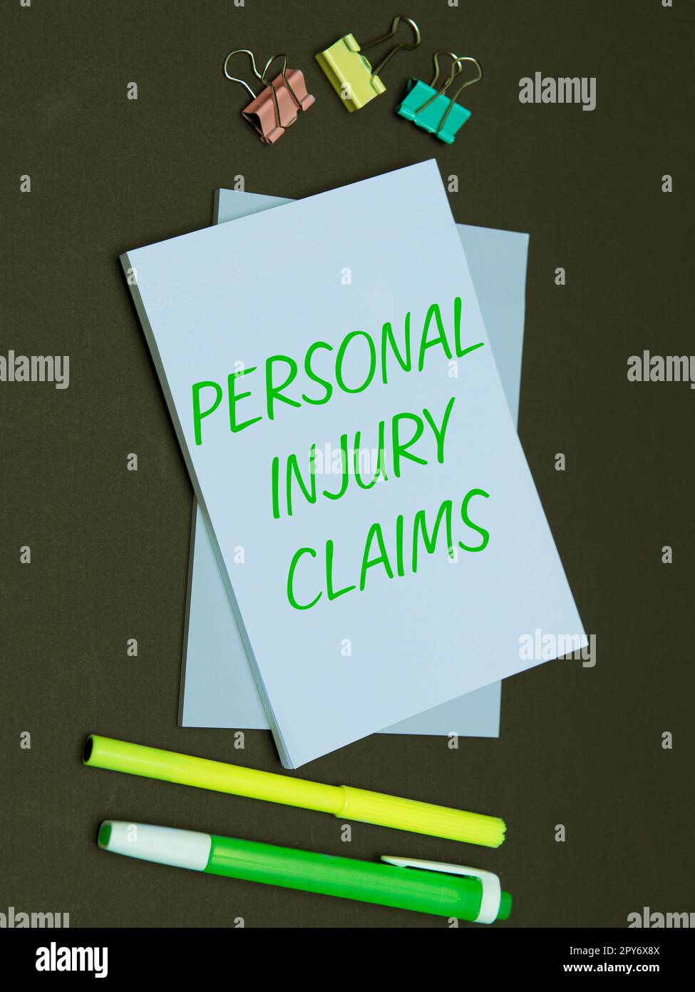 Hand writing sign Personal Injury Claims. Business concept being hurt ...