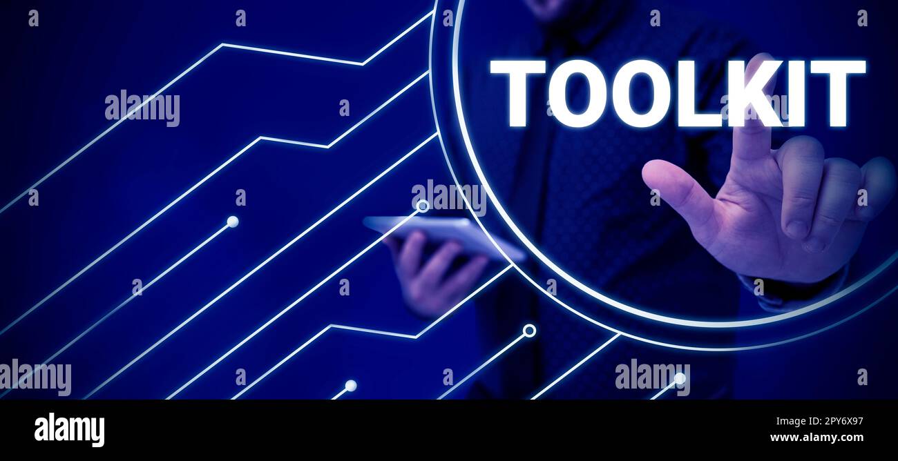 Writing Displaying Text Toolkit Business Showcase Set Of Tools Kept In