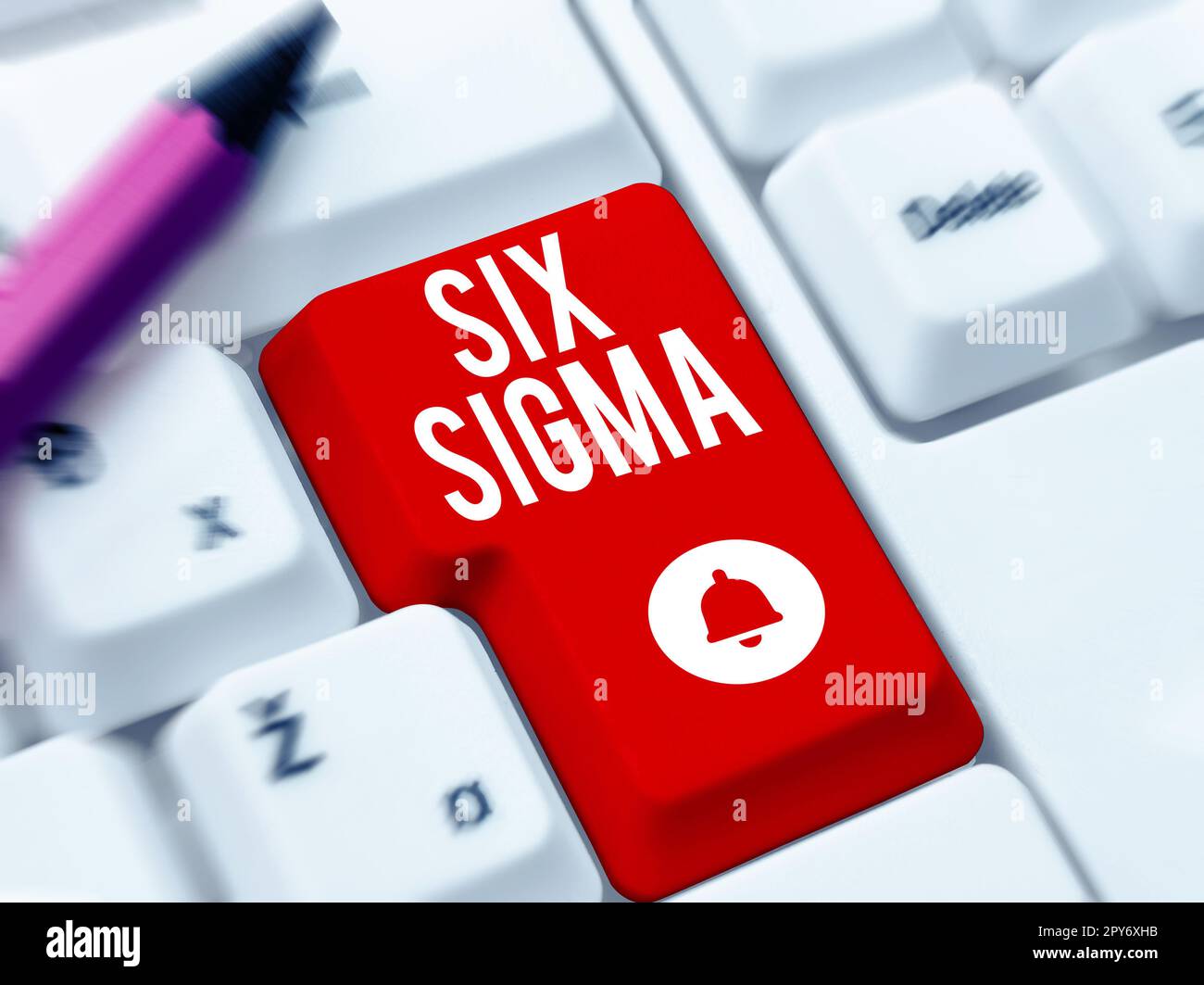 Hand writing sign Six Sigma. Concept meaning management techniques to ...