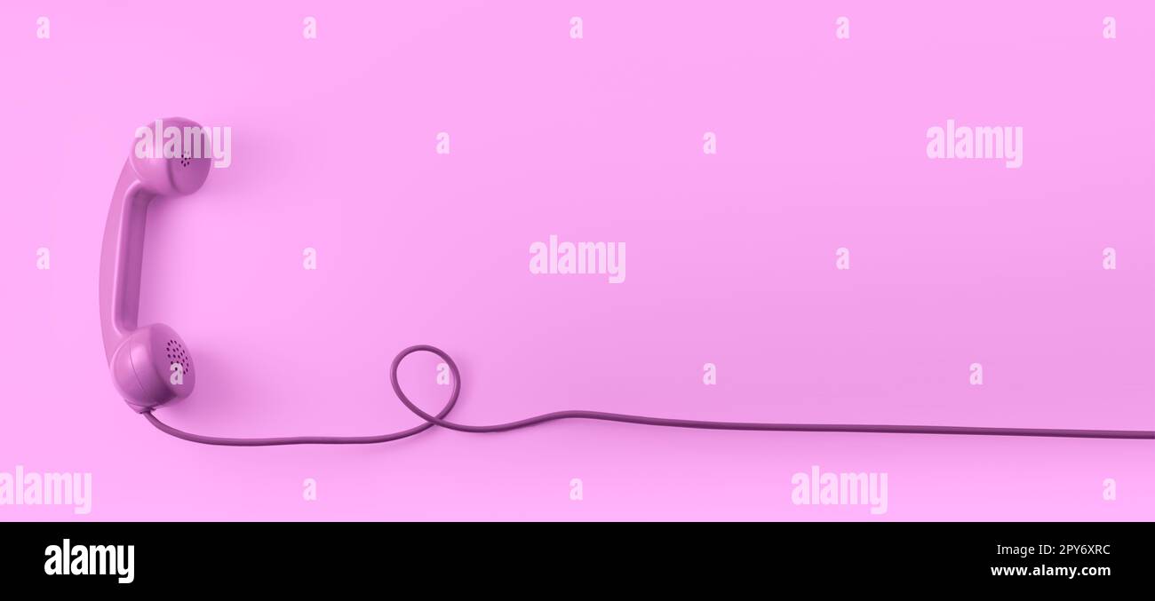 A pink vintage dial telephone handset with background Stock Photo - Alamy