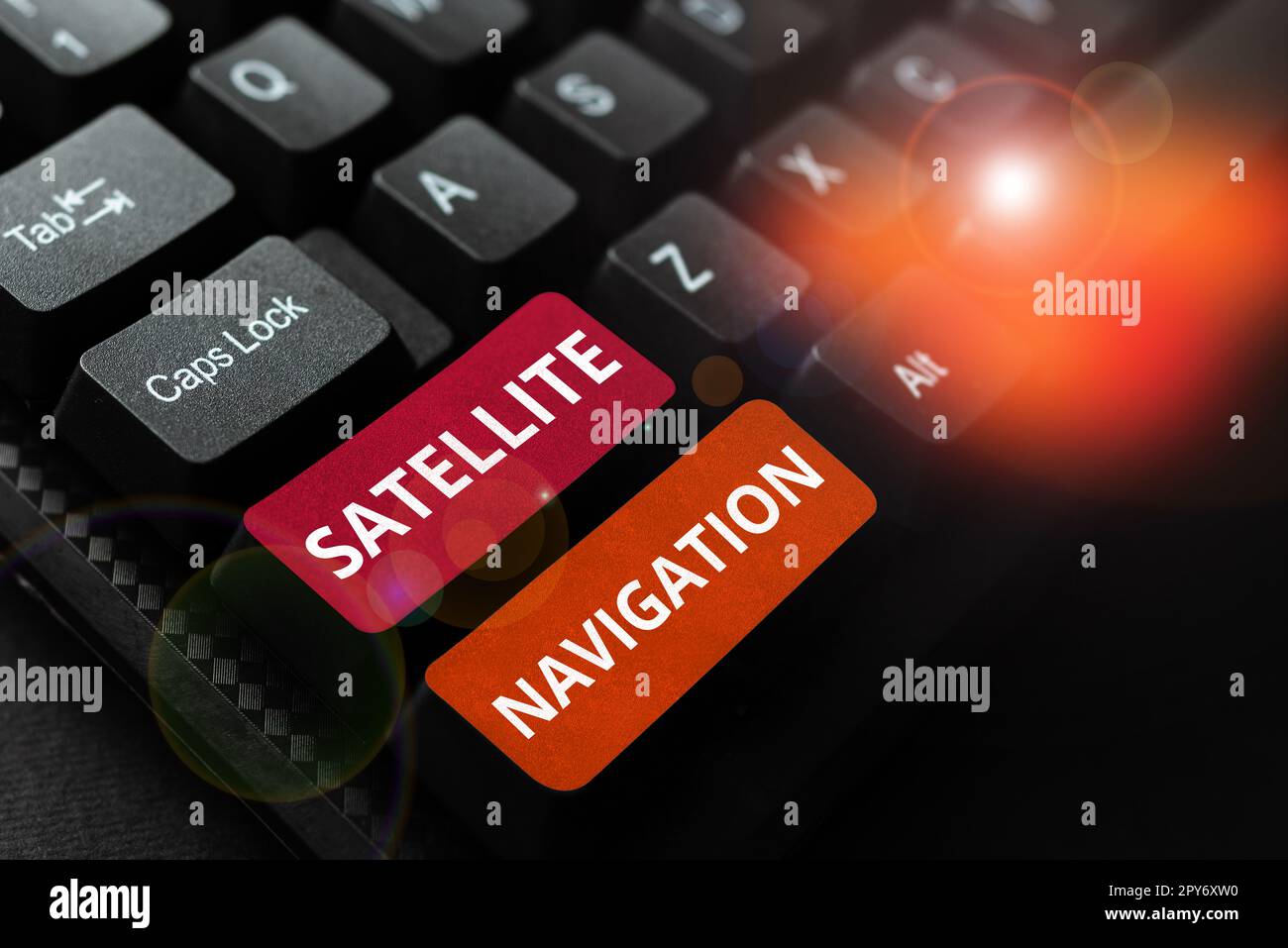 Hand writing sign Satellite Navigation. Business concept system ...