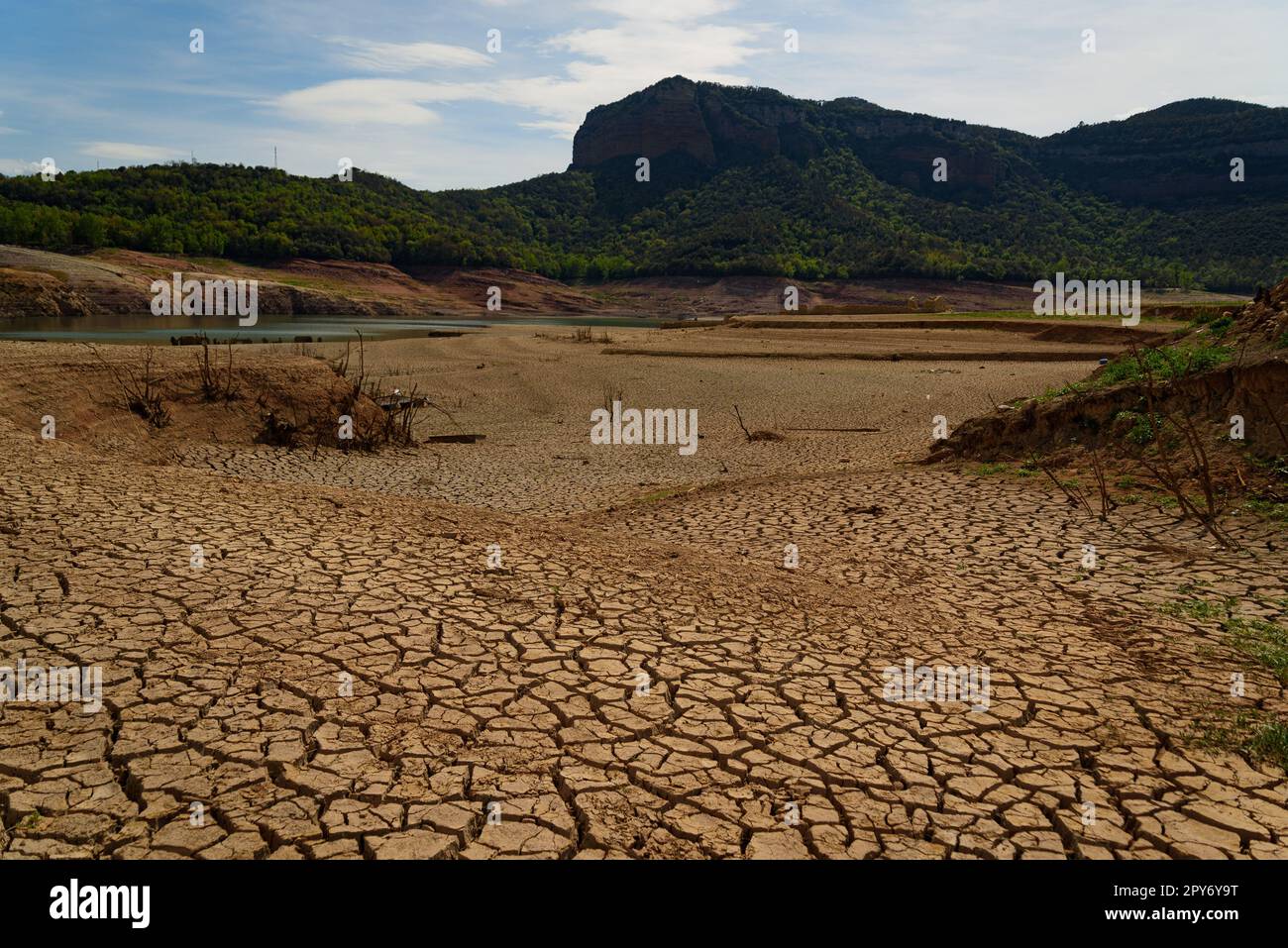 Scorched earth and earth clods are seen on dry land caused by drought ...