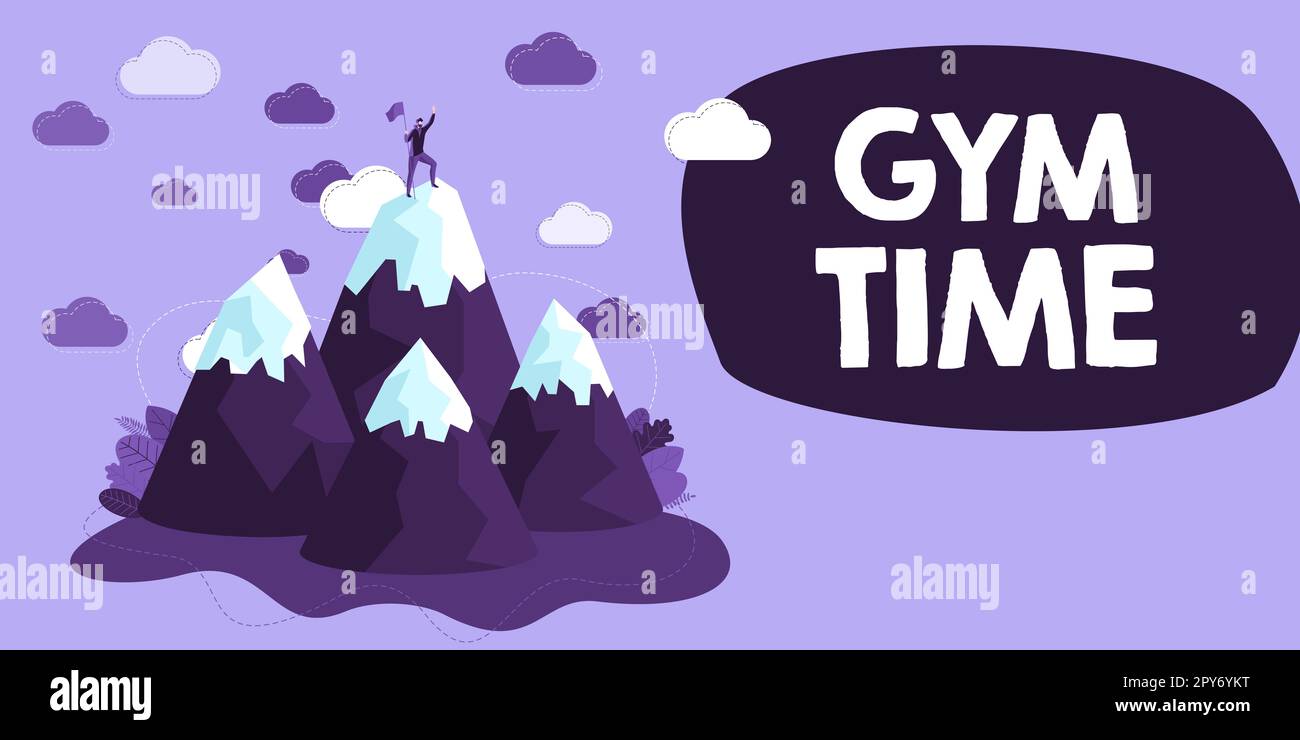 Hand writing sign Gym Time. Business approach a motivation to start ...