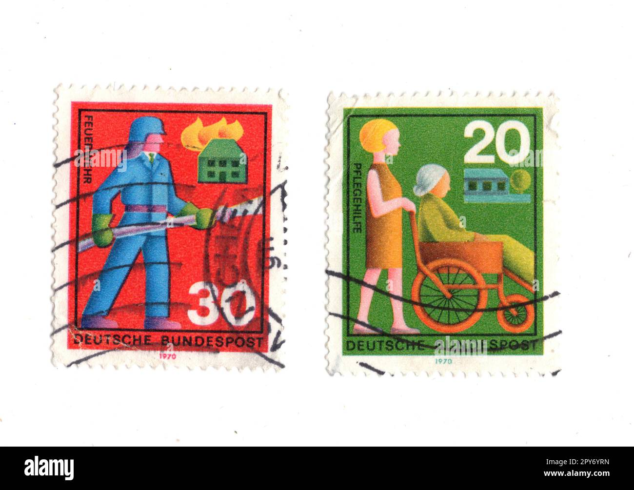 Vintage postage stamps from Germany isolated on a white background ...
