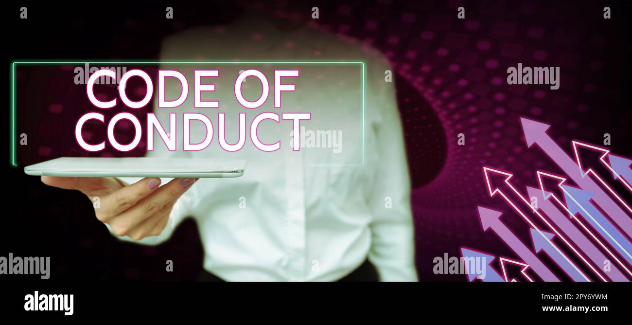 Text sign showing Code Of Conduct. Conceptual photo Ethics rules moral ...