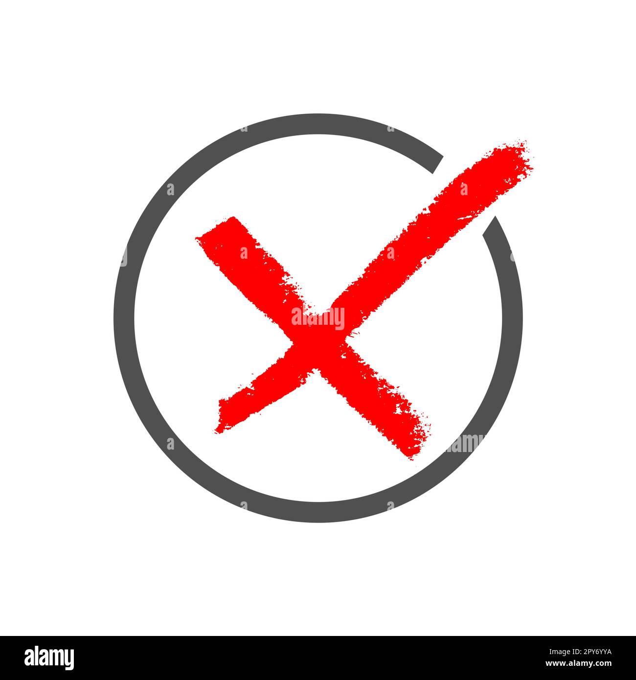 Red hand drawn x in circle: Icon for voting or survey Stock Photo - Alamy