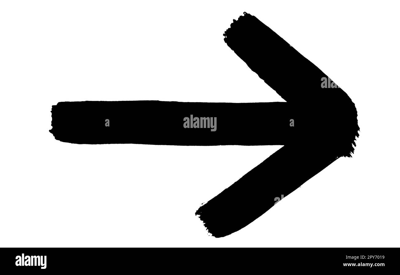 Hand painted arrow with black color showing right - Paintbrush drawing ...