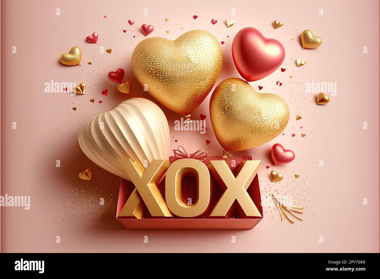 Romantic creative composition. Happy Valentine's Day. Realistic 3d ...