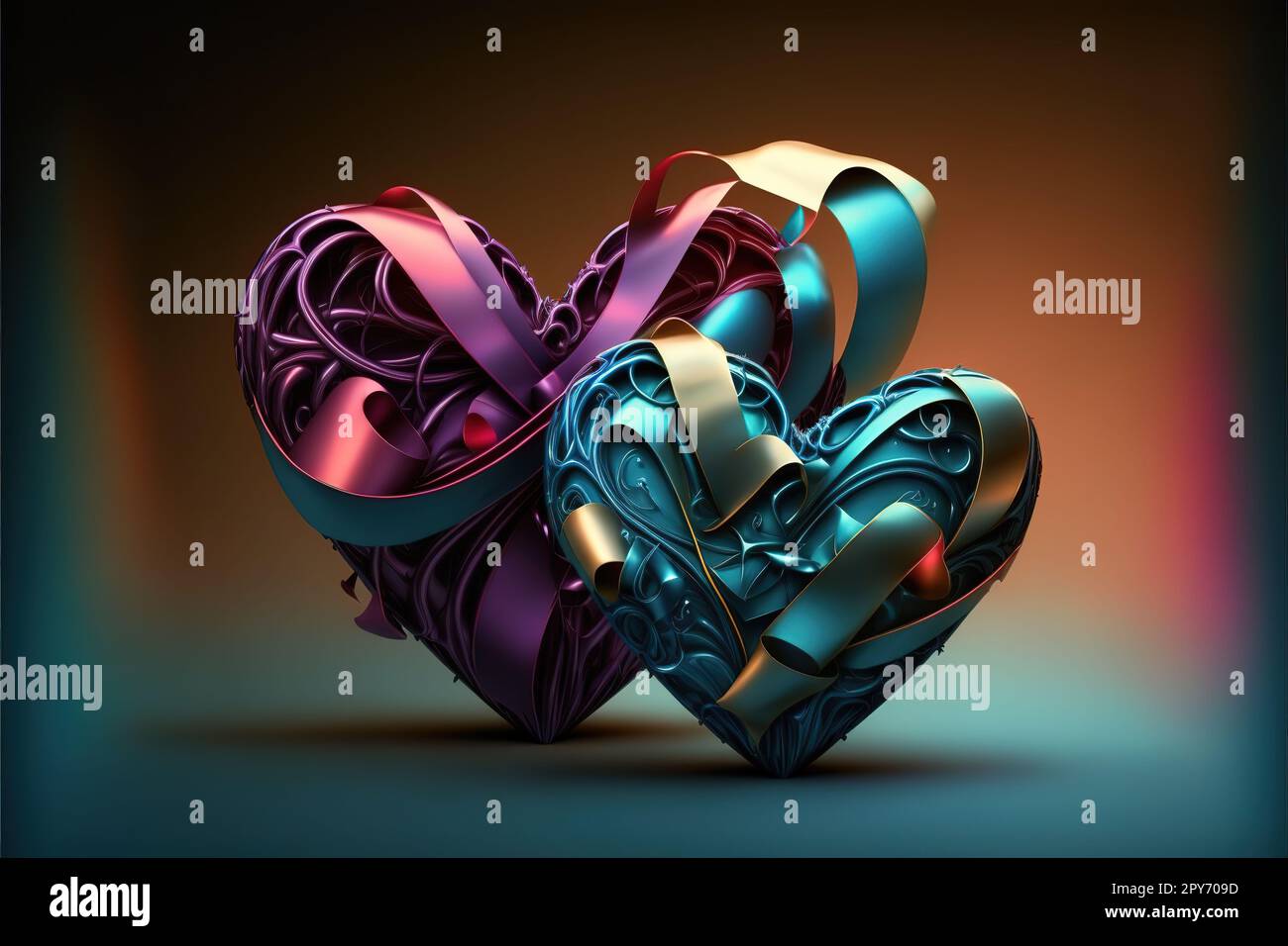 Magic ribbon hearts Stock Photo - Alamy