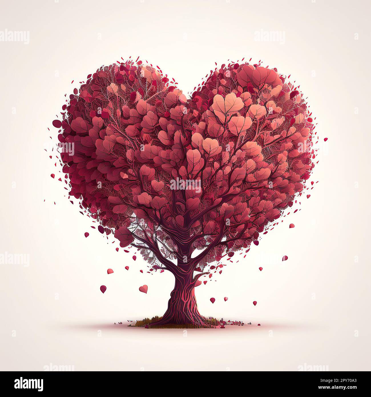 Heart tree. Red heart shaped tree. Valentine background. Love ...