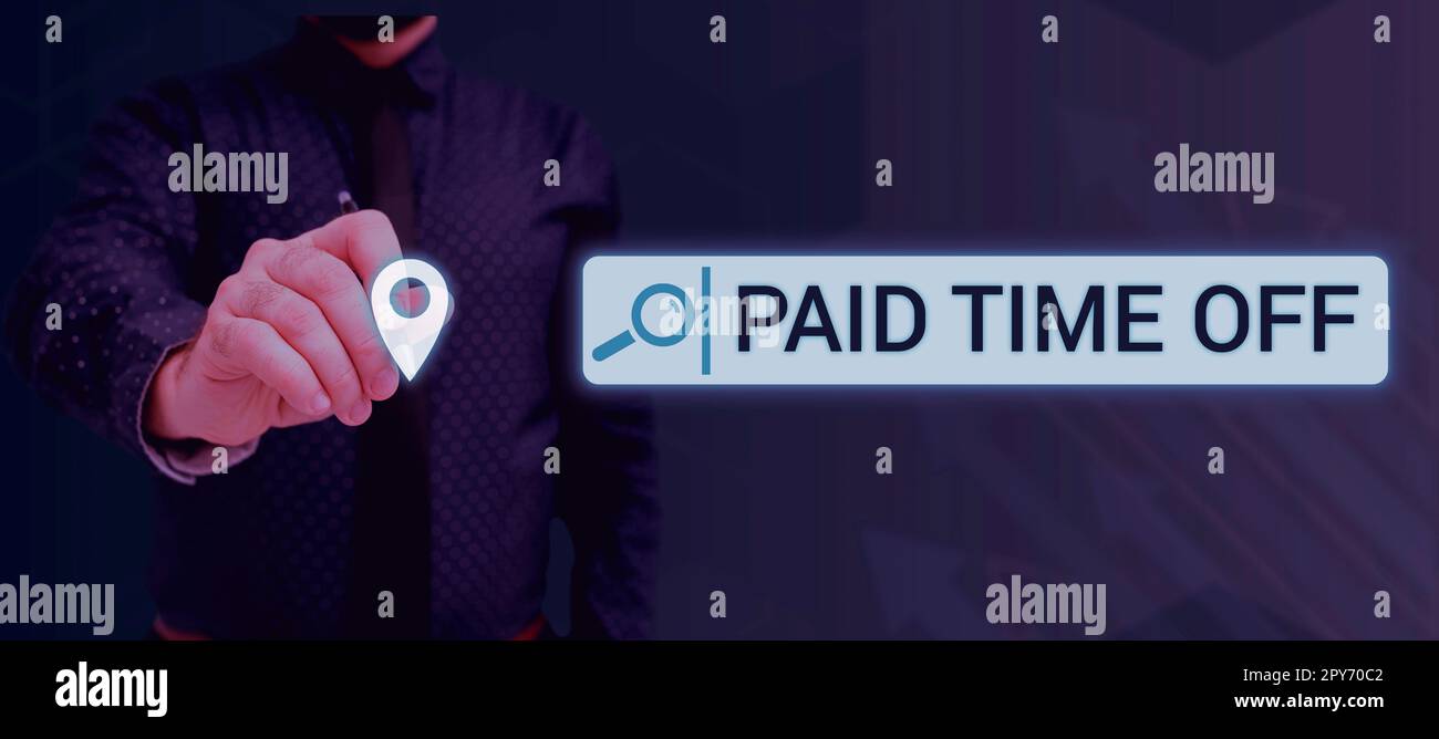 Text caption presenting Paid Time Off. Word Written on Receiving ...