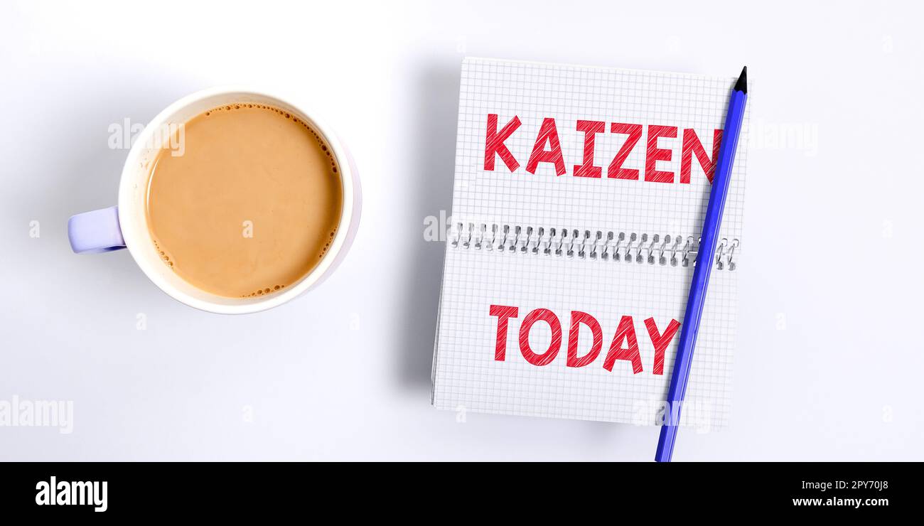 Writing displaying text Kaizen, Word Written on a Japanese business ... Writing displaying text Kaizen, Word Written on a Japanese business ...