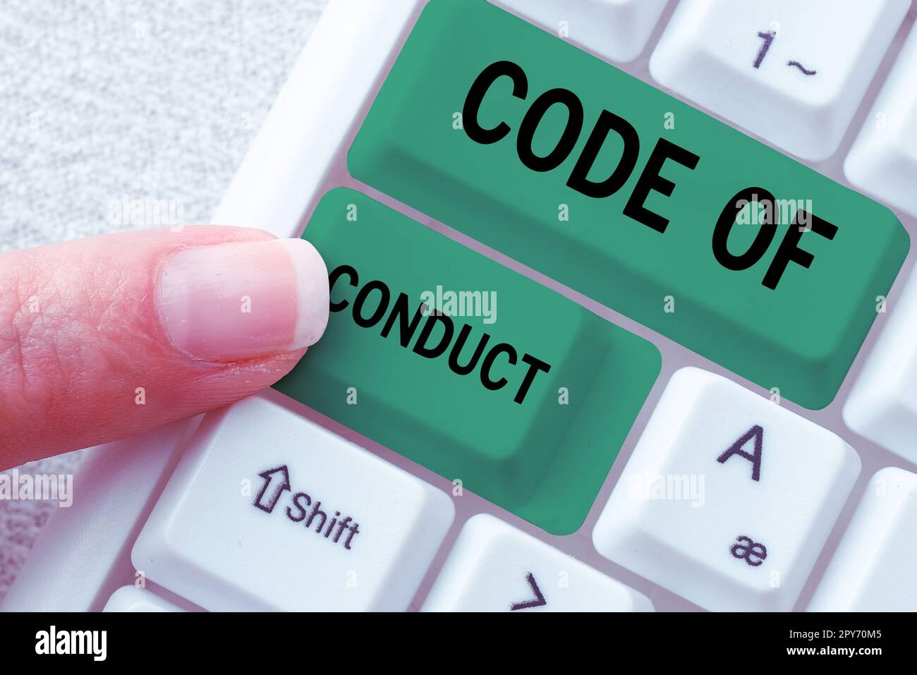 Text caption presenting Code Of Conduct. Business approach Ethics rules ...