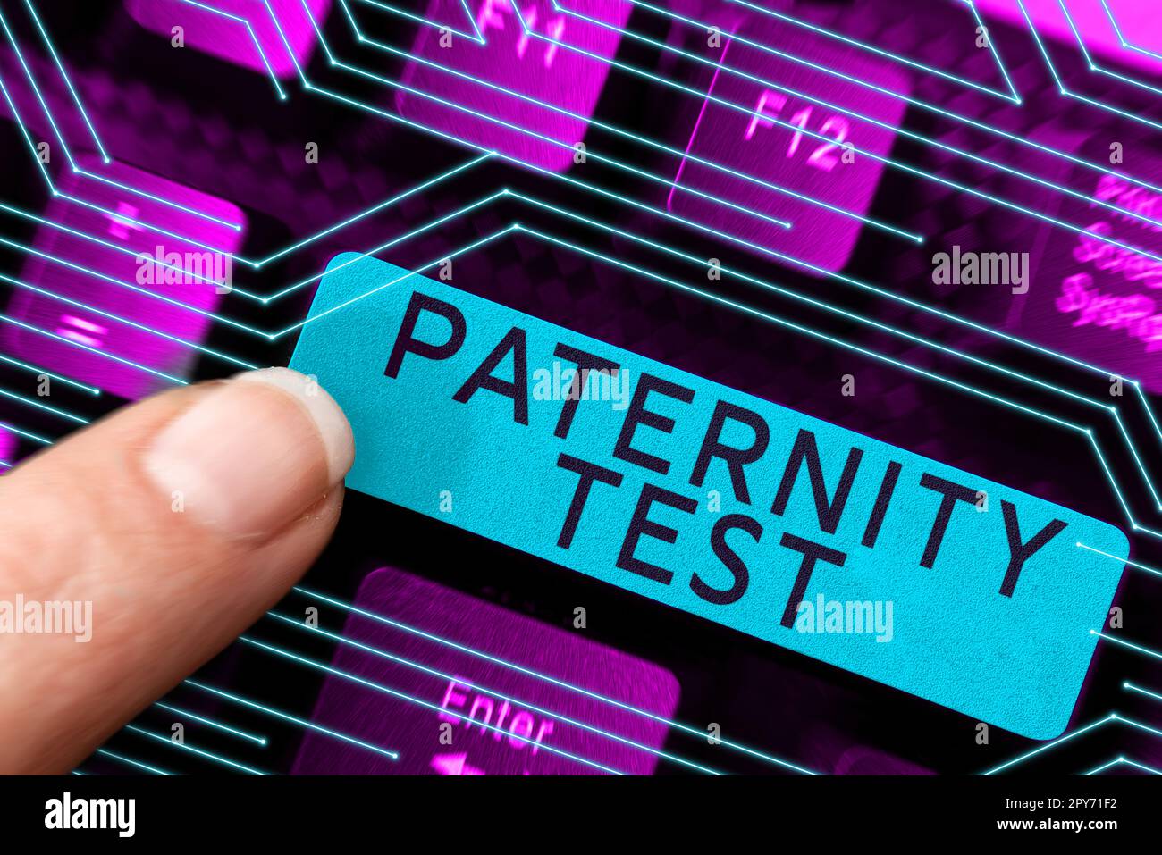 Handwriting text Paternity Test. Internet Concept a test of DNA to ...