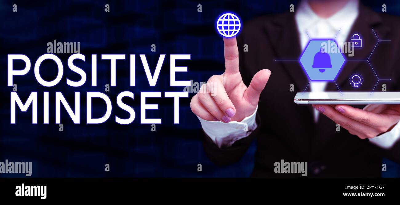 Text caption presenting Positive Mindset. Concept meaning mental and ...