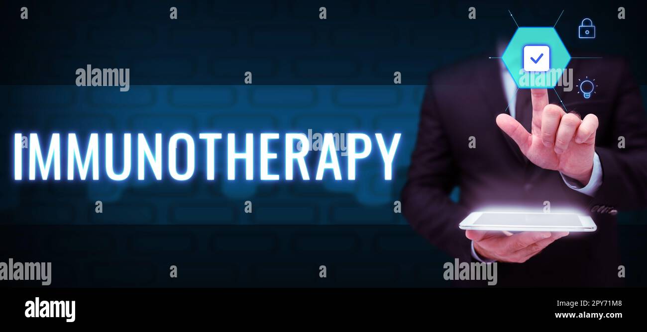 Hand writing sign Immunotherapy. Internet Concept treatment or ...