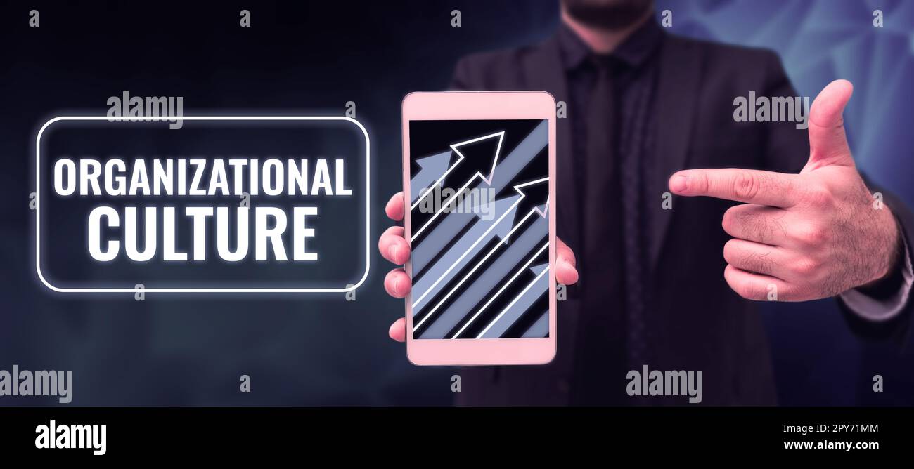 Sign displaying Organizational Culture. Business showcase the study of ...