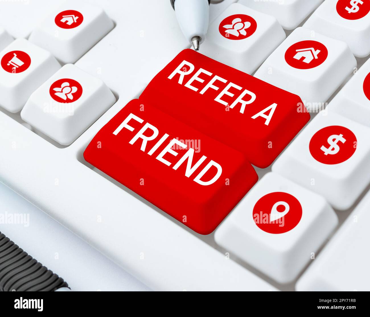 Sign displaying Refer A Friend. Conceptual photo Recommendation Appoint ...