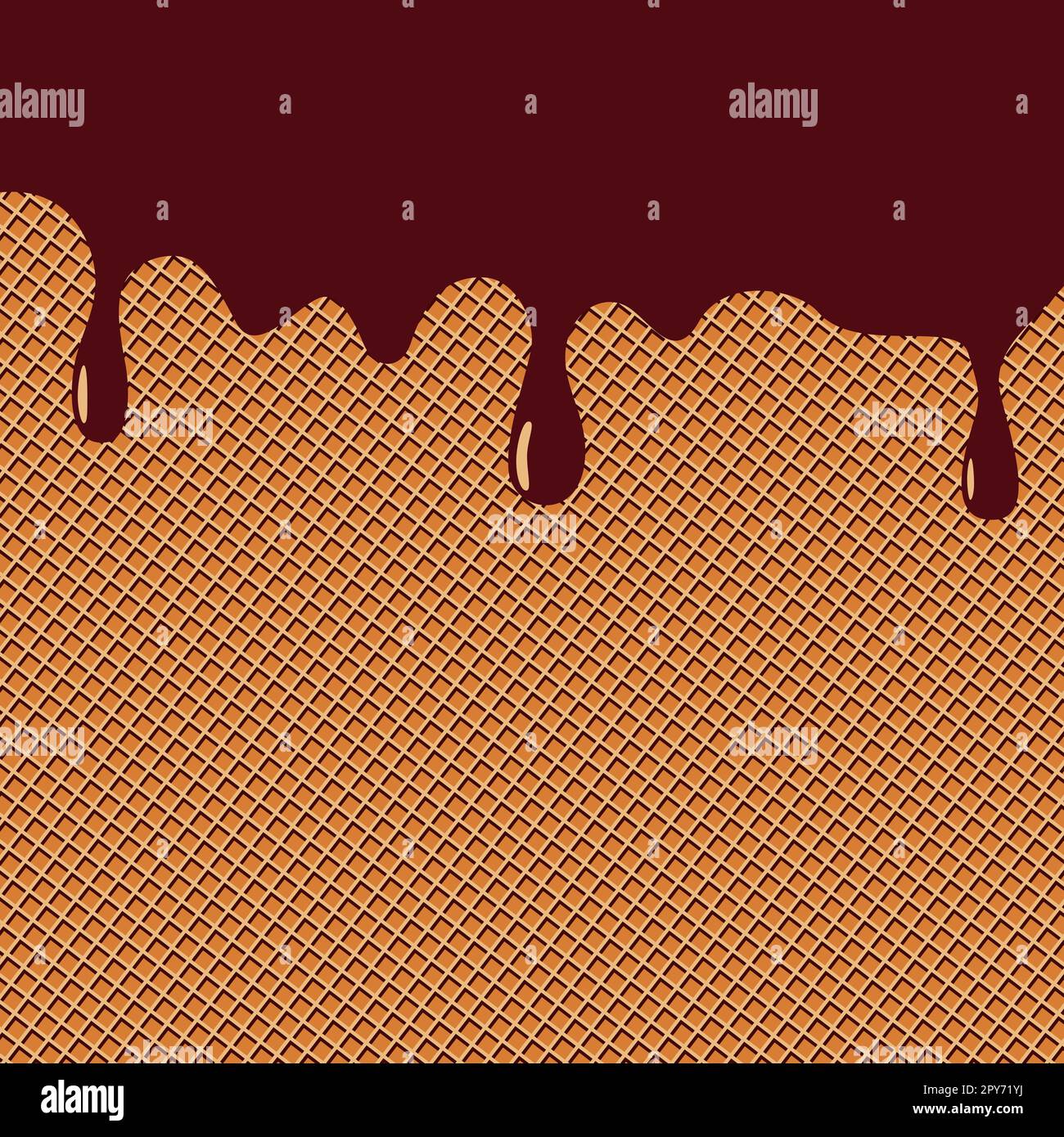 Wafer and flowing chocolate. Vector background. Sweet texture. Soft ...