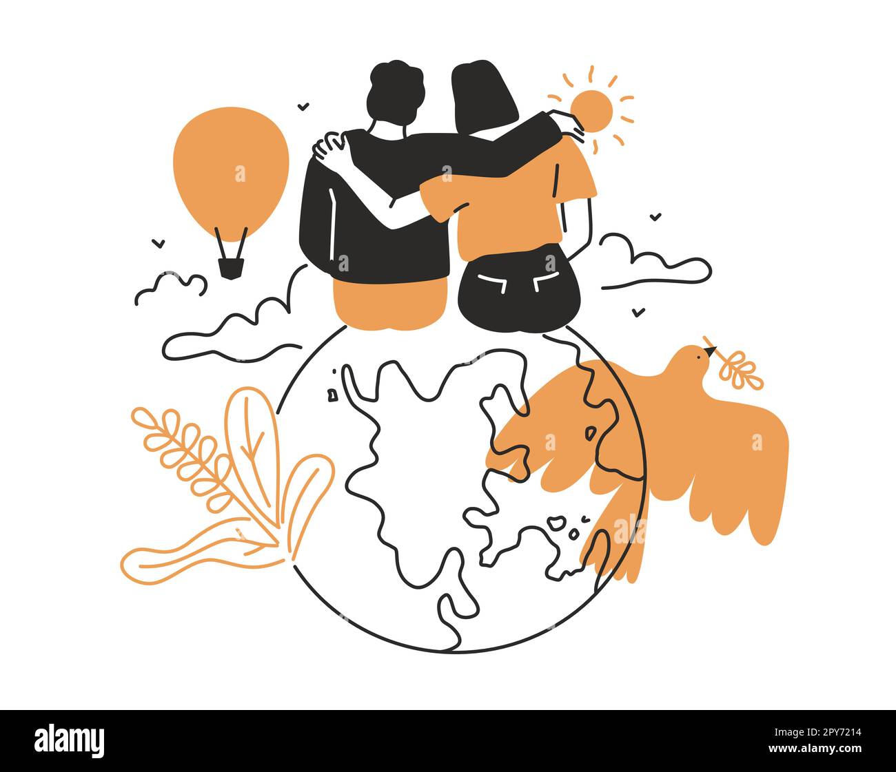 Peaceful life - modern line design style illustration Stock Vector ...