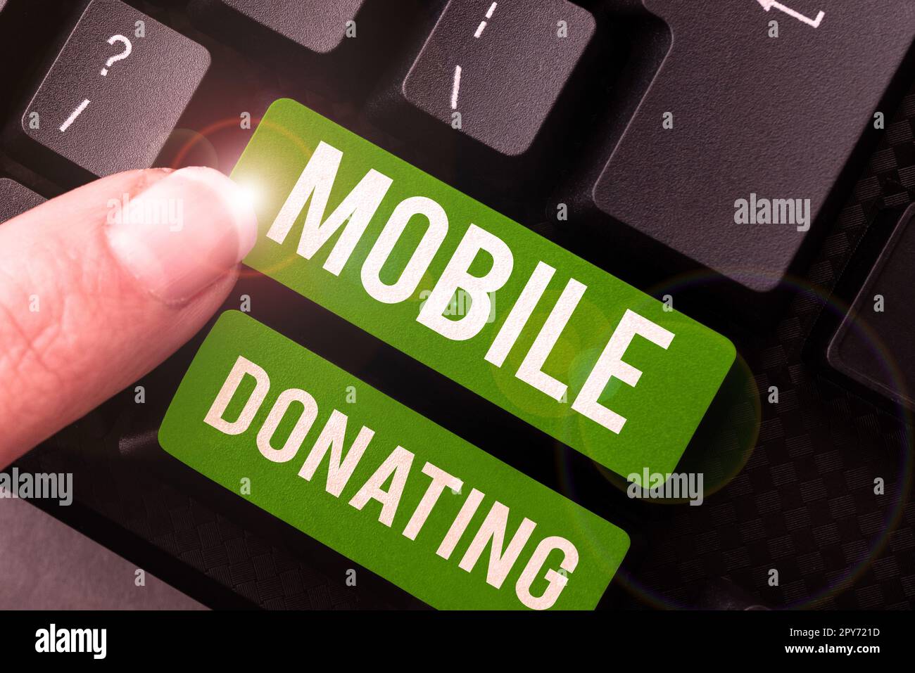 Handwriting text Mobile Donating. Word Written on to give something to a charity or any cause ...