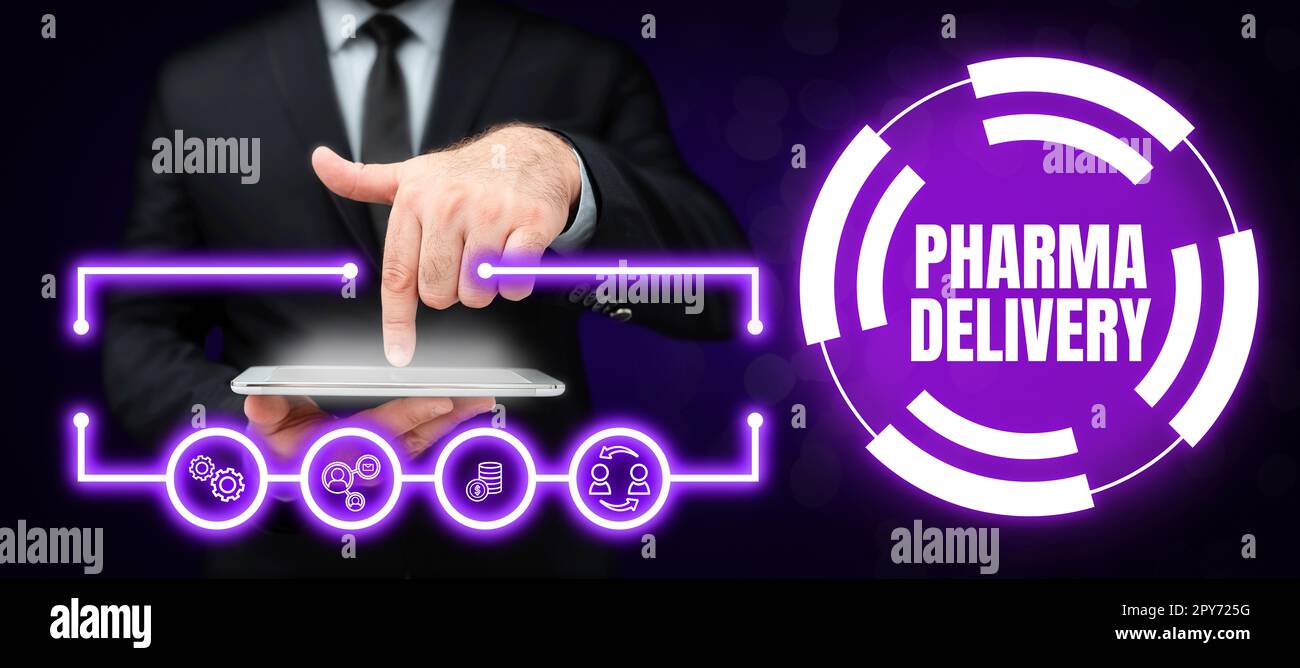 Inspiration showing sign Pharma Delivery. Word Written on getting your ...