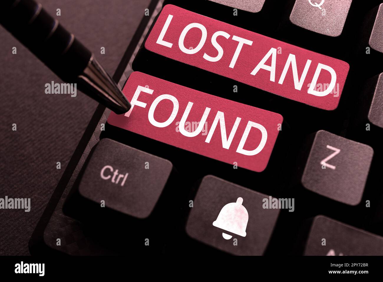 Conceptual caption Lost And Found. Business overview Place where you ...