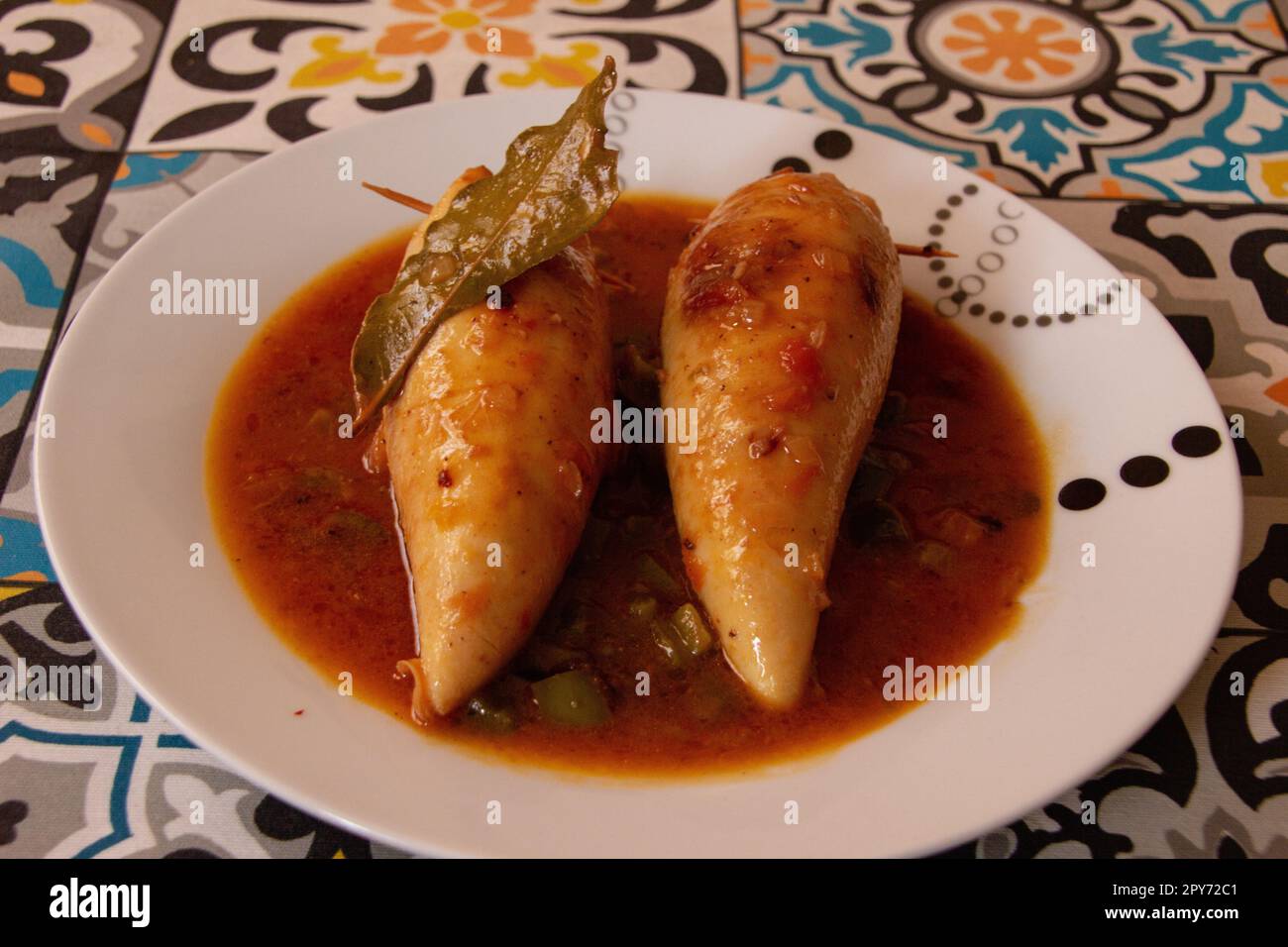 Homemade stuffed squid Stock Photo - Alamy