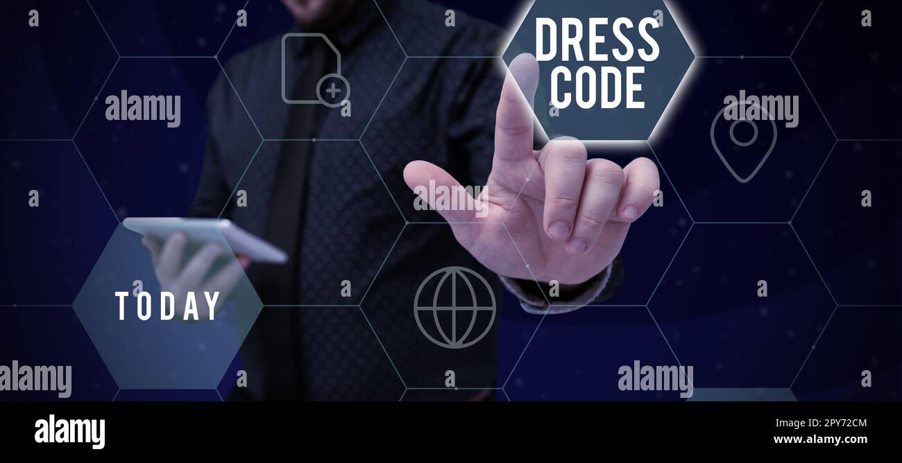 Handwriting text Dress Code. Business concept an accepted way of ...