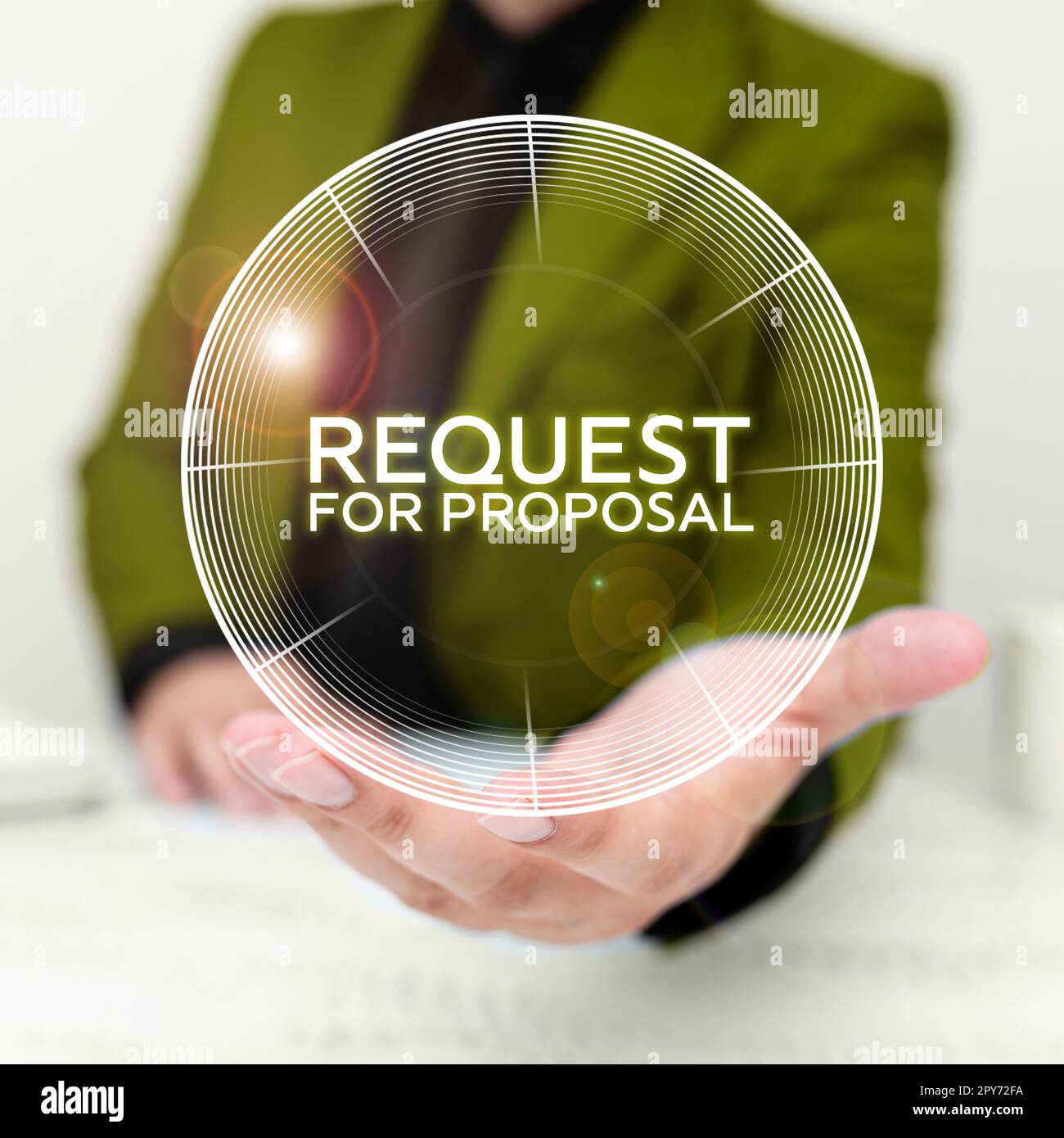 Hand writing sign Request For Proposal. Word Written on document ...