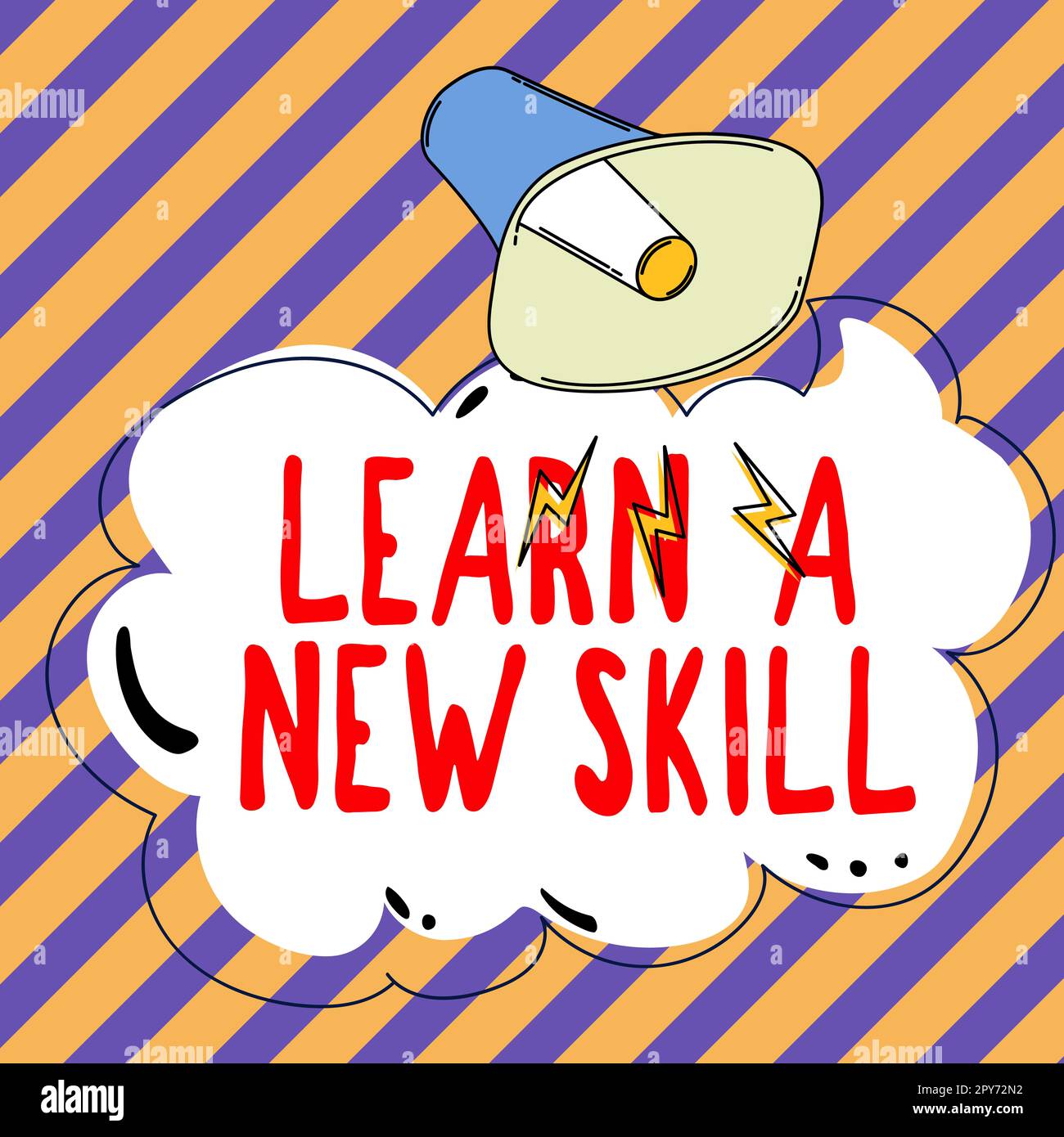 Hand writing sign Learn A New Skill. Word for acquisition knowledge through study experience ...