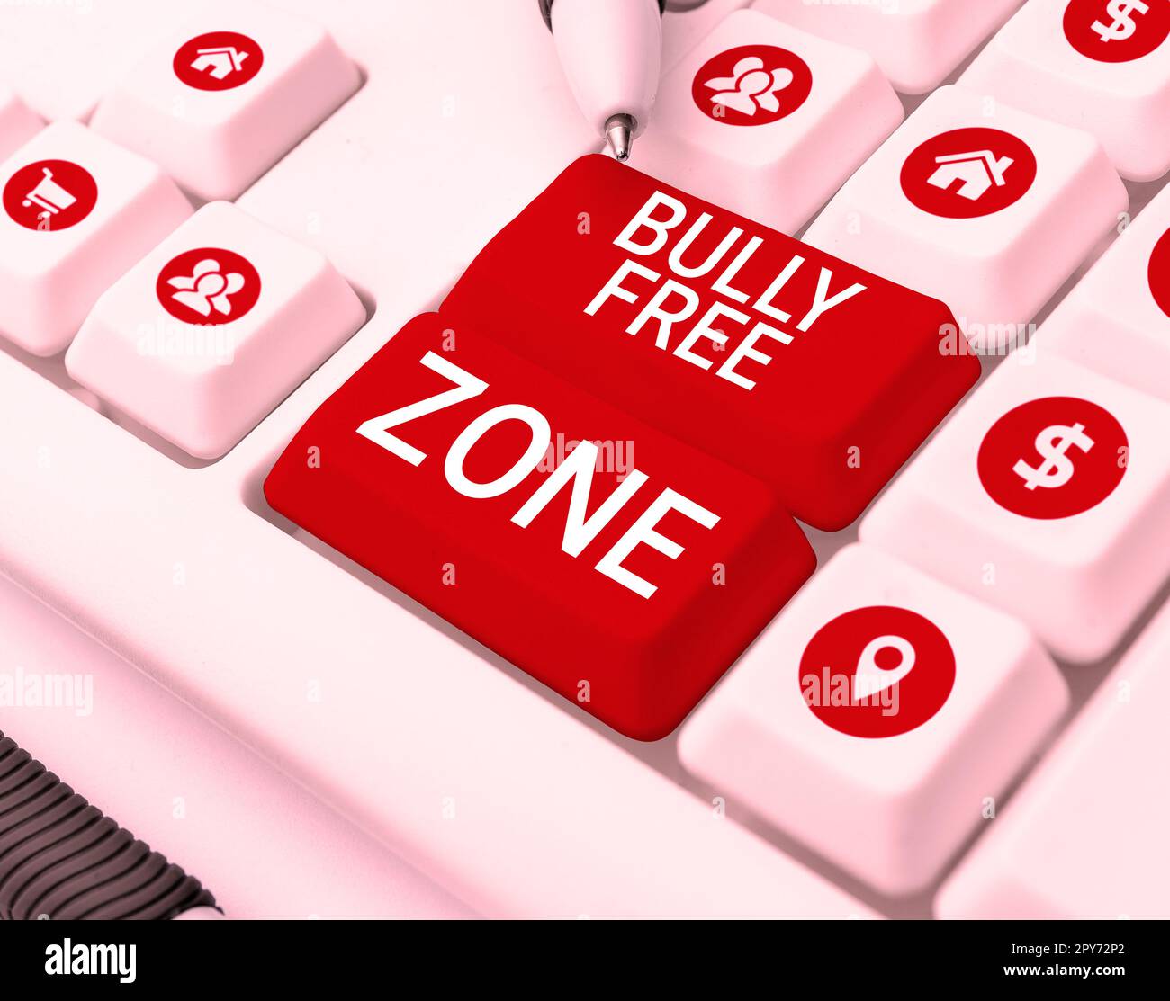 Text sign showing Bully Free Zone. Business concept Be respectful to other bullying is not ...