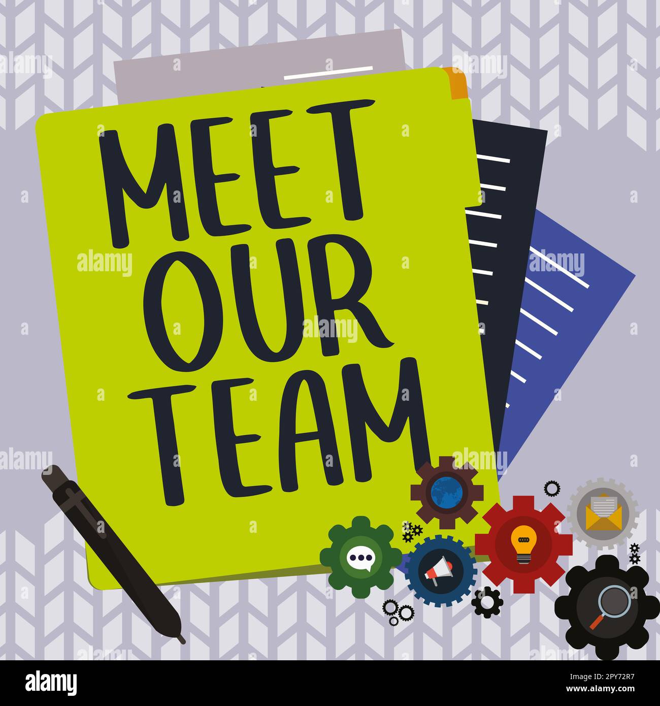 Hand writing sign Meet Our Team. Word Written on introducing another ...