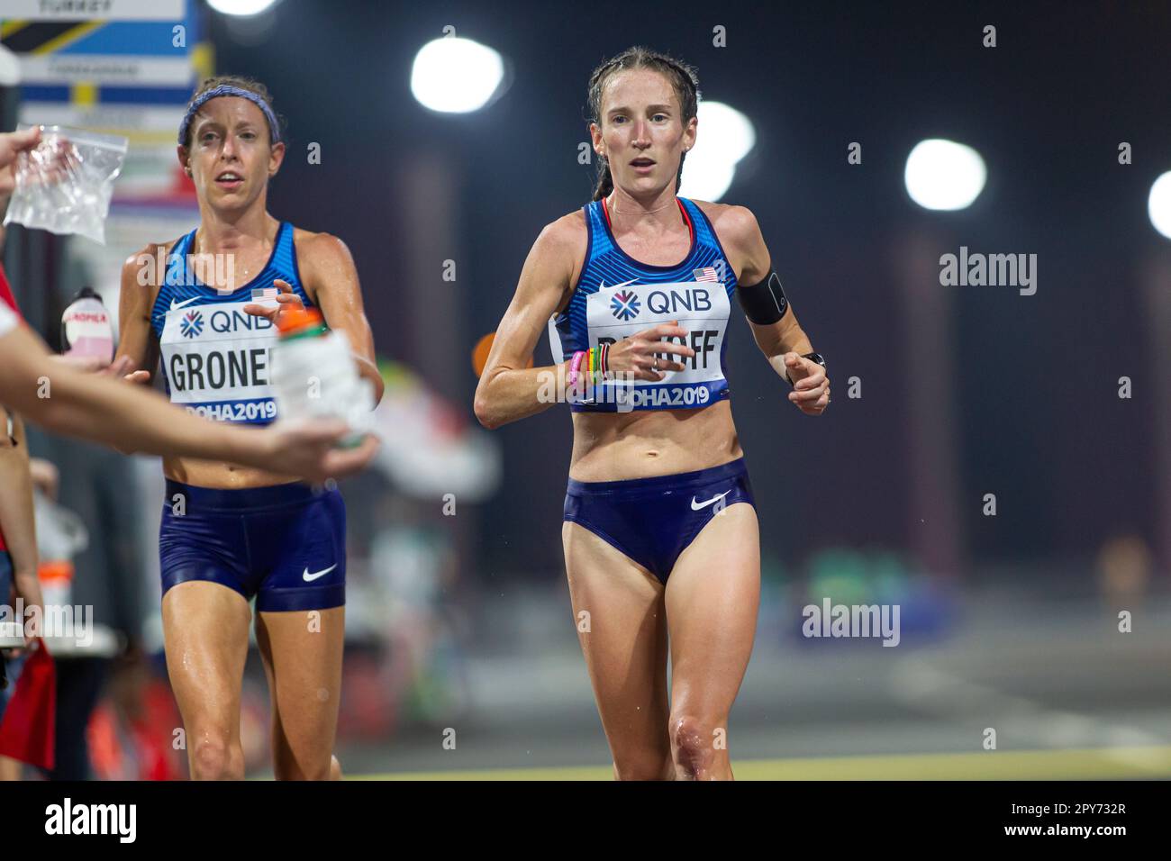 Carrie Dimoff participating in the Doha 2019 World Athletics ...