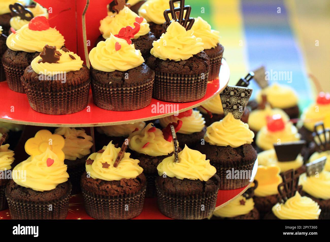 chocolate capcakes as very nice sweet food background Stock Photo - Alamy