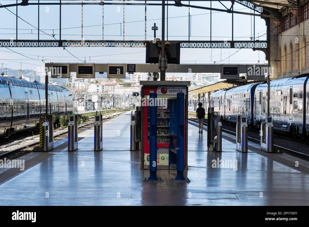 Facade of Saint-Charles (central) train station in Marseille, a vibrant ...